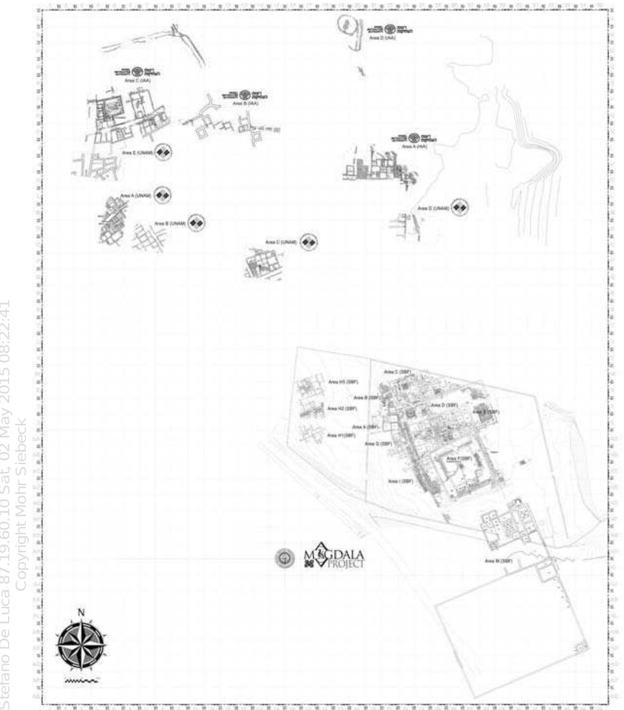 Archaeological plan from joined maps of the main excavations