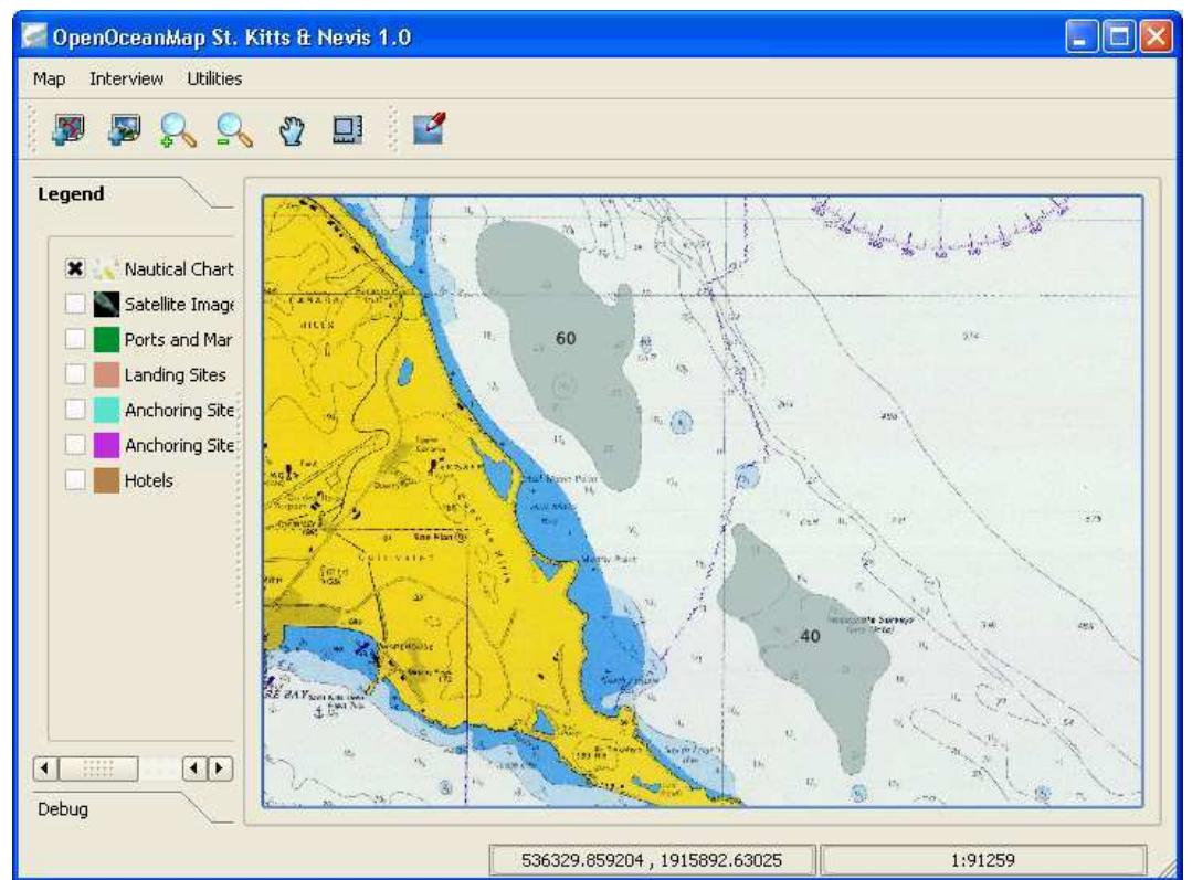 Screenshot of open ocean map tool during the initial