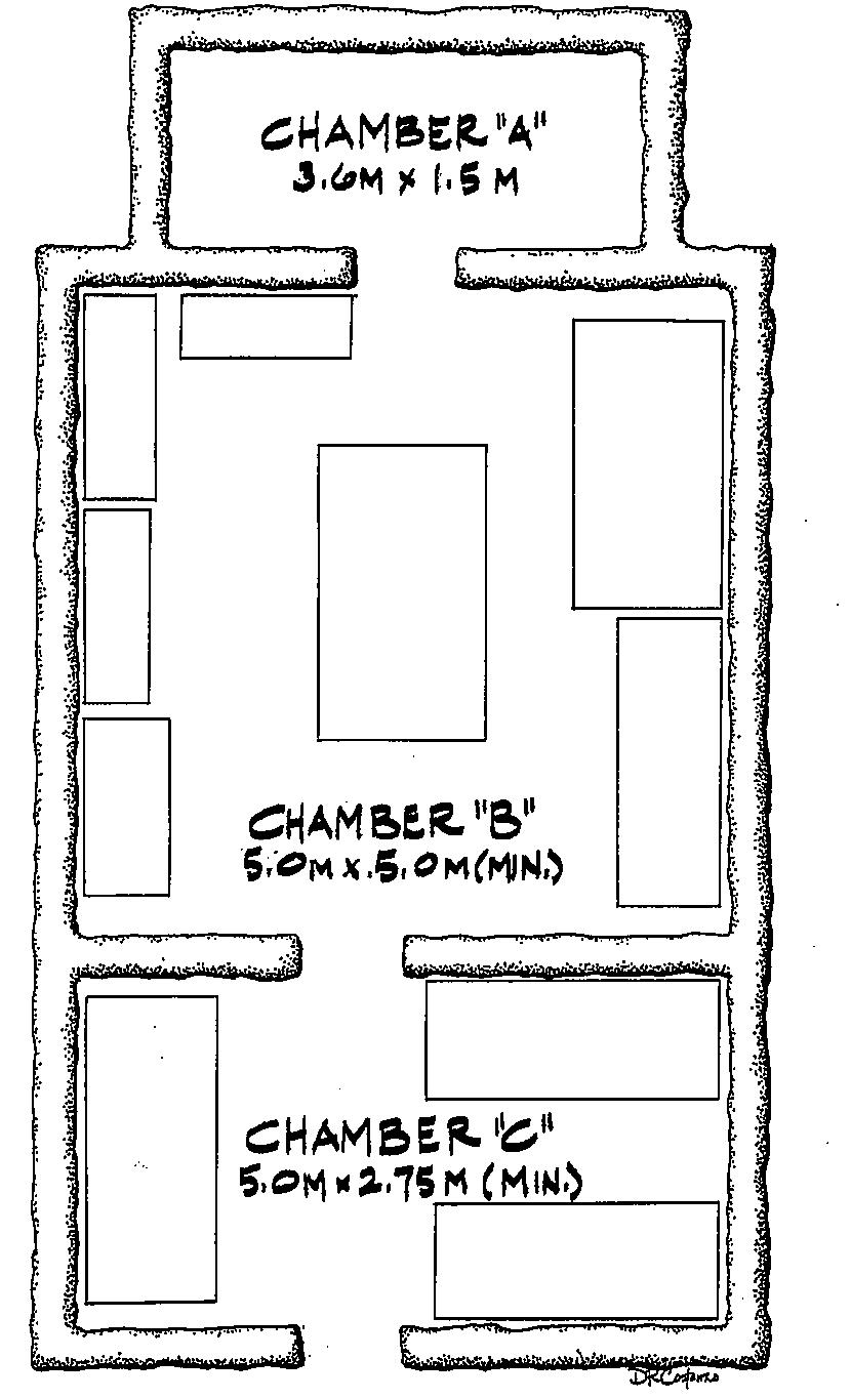 Schematic plan of the licinian tomb with conjectured
