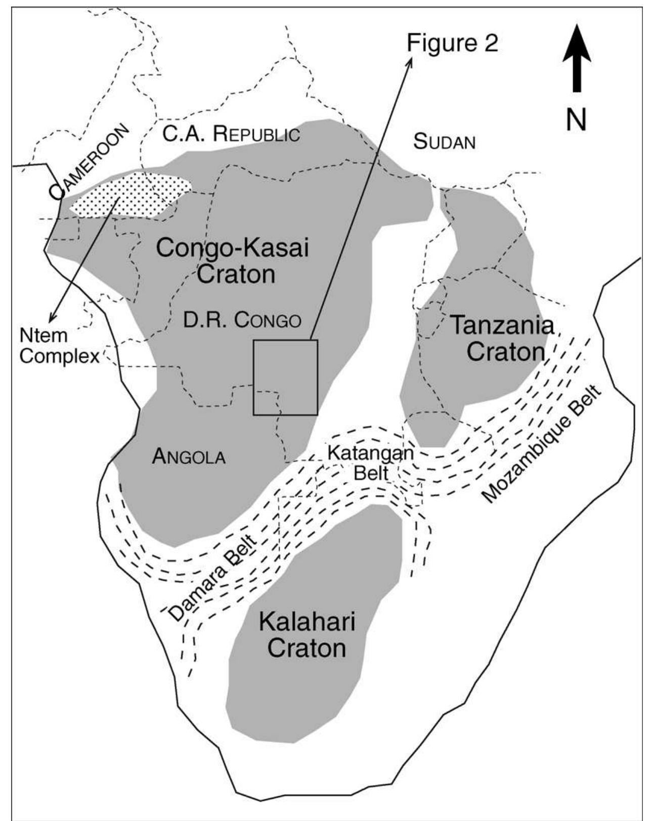 Figure 1 - from Crustal evolution in the central Congo-Kasai