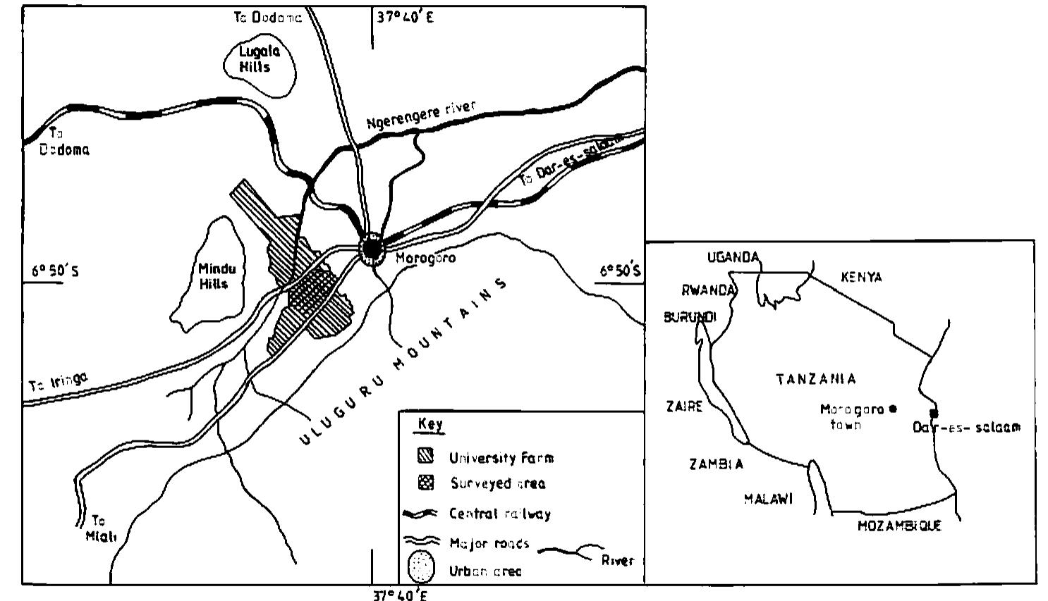 Sketch map showing location of the sua farm in relation to