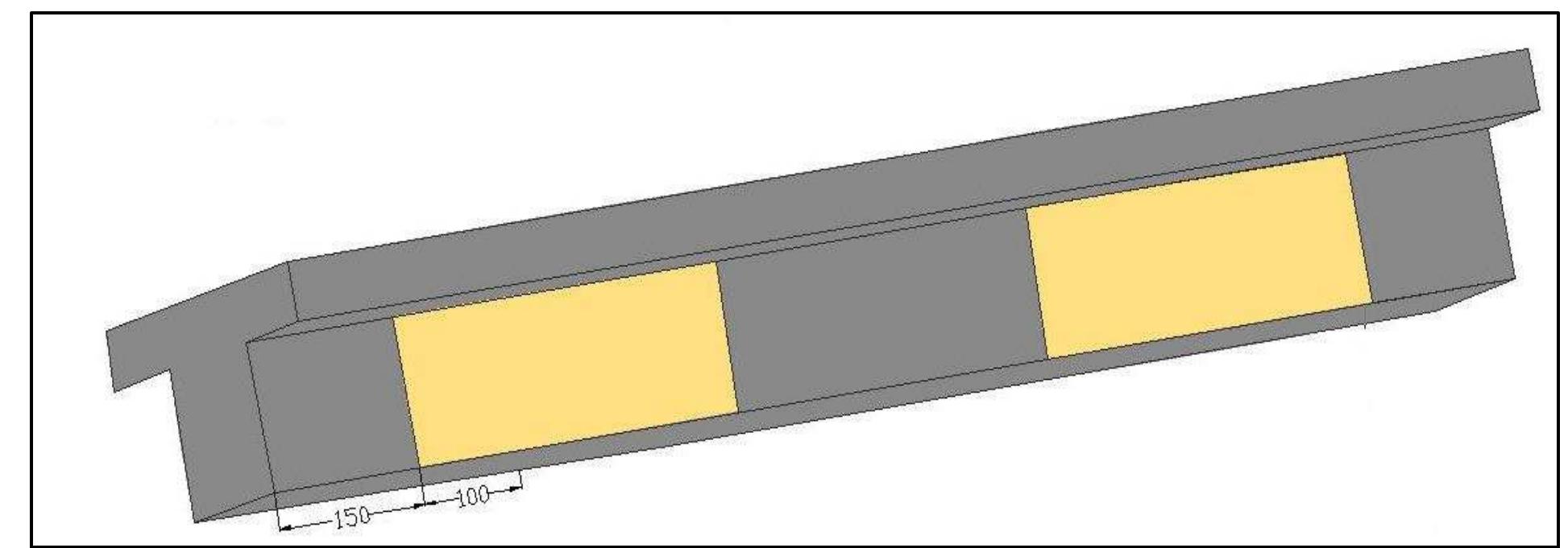 18 model of beam with 2 layers of bfrp side-wrap in 90°