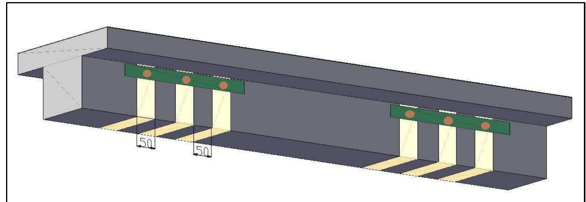 24 model of beam with 2 layers of bfrp u-strip in 90”