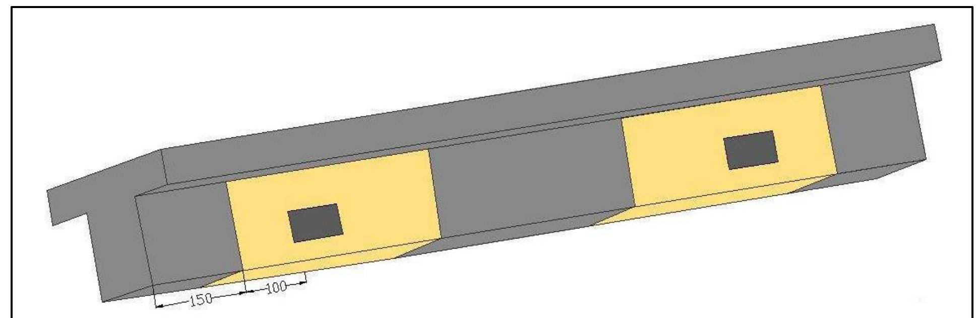 29 model of beam with 4 layers of bfrp u-wrap in 90°