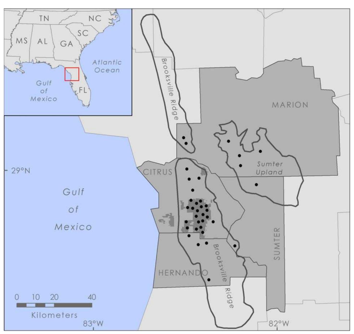 Study area map. the inventoried caves included in this study