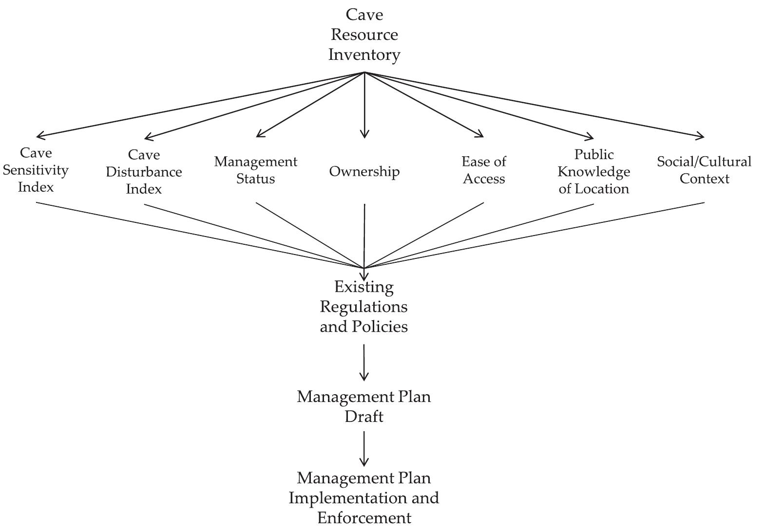 Basic informational process flow of cave management