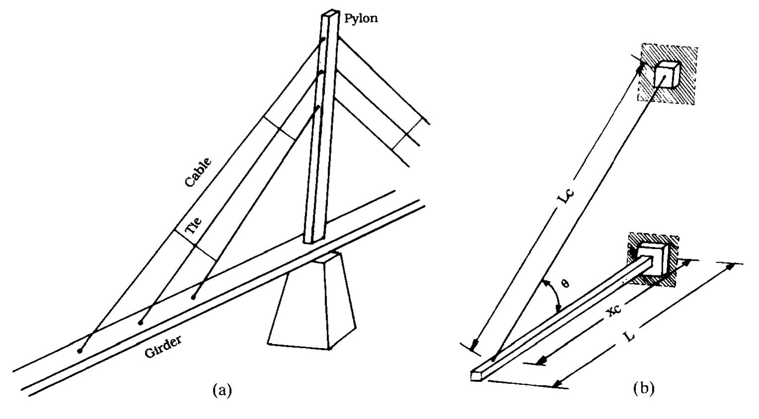 (a) cable-stayed bridge; (b) cable-stayed beam. ~~ lu a ao