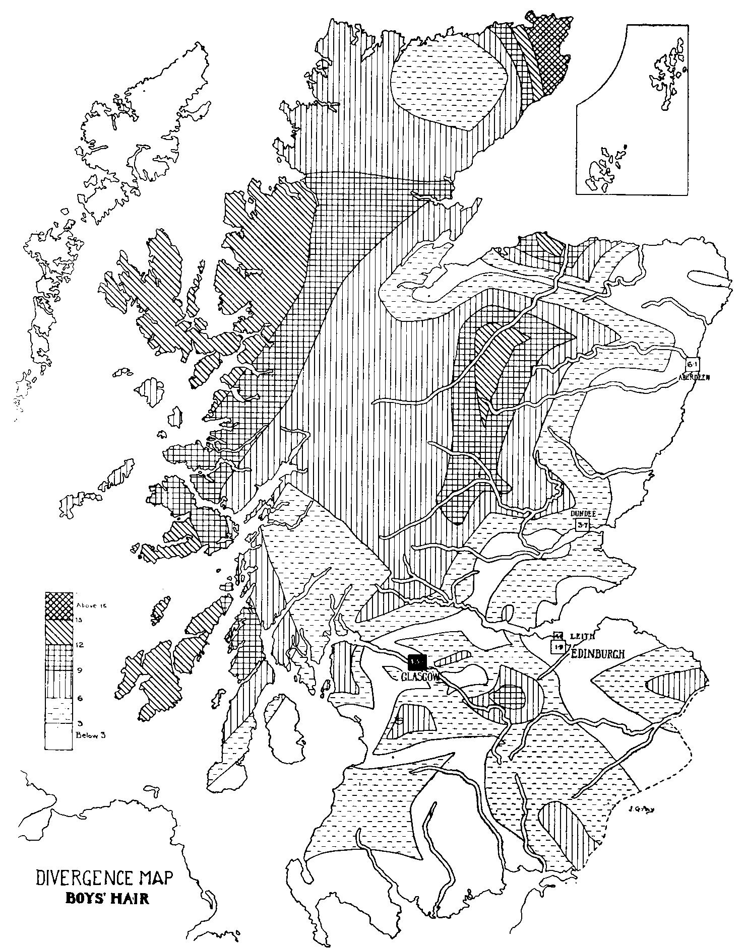Divergence map for boys hair colour, scotland. source: j.