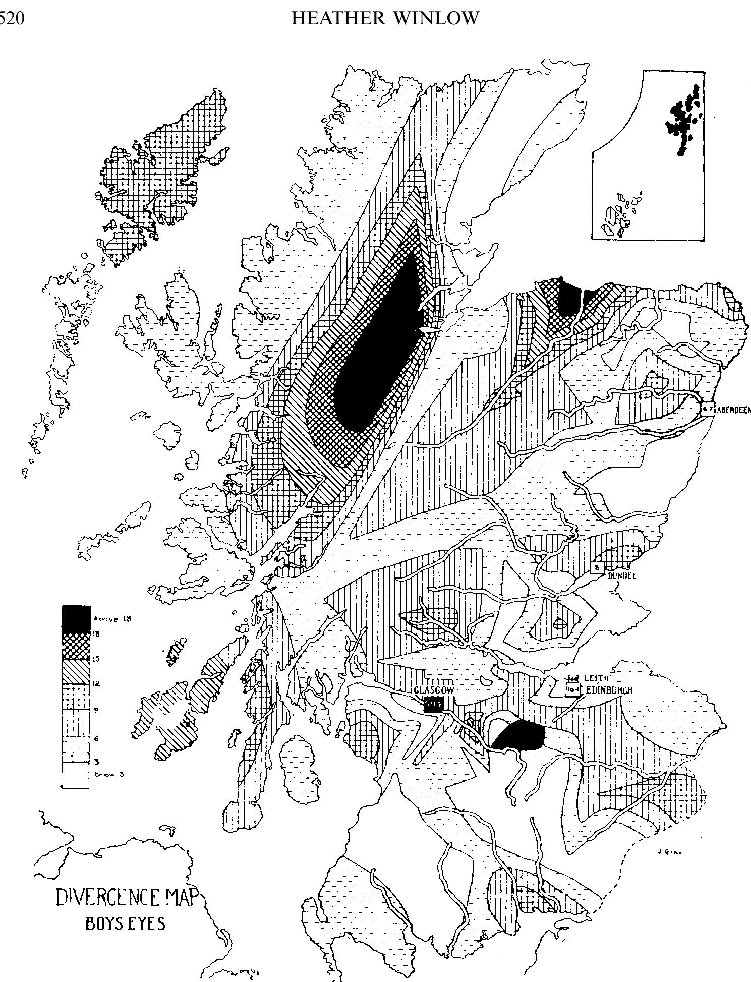 Divergence map for boys eye colour, scotland. source: j.