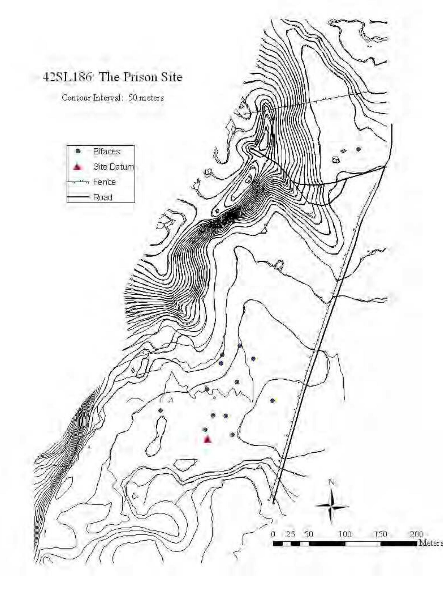 Distribution map of bifacial artifacts. paleoindian-like,