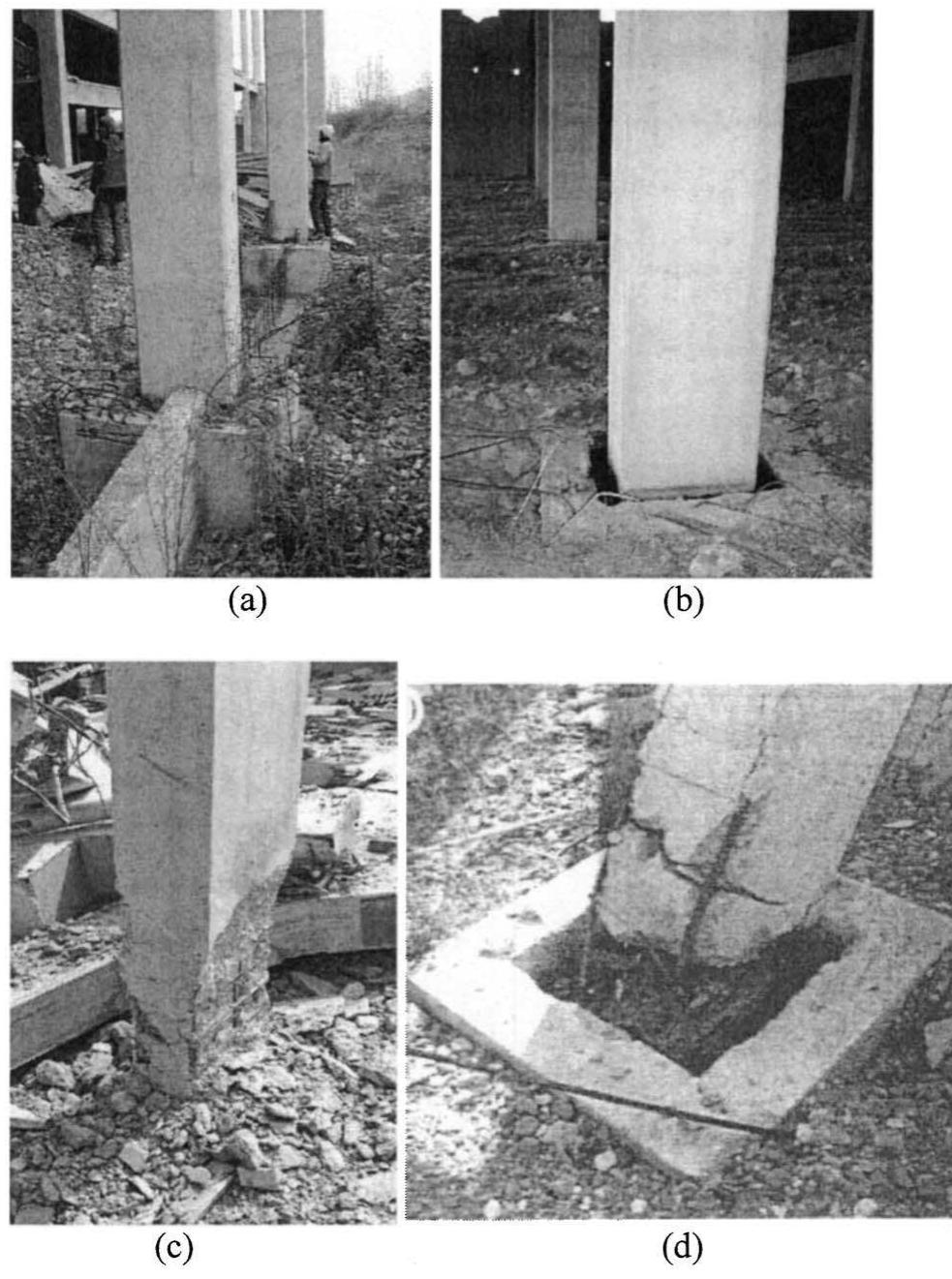 (a) exterior socket foundations with grade beams; (b)
