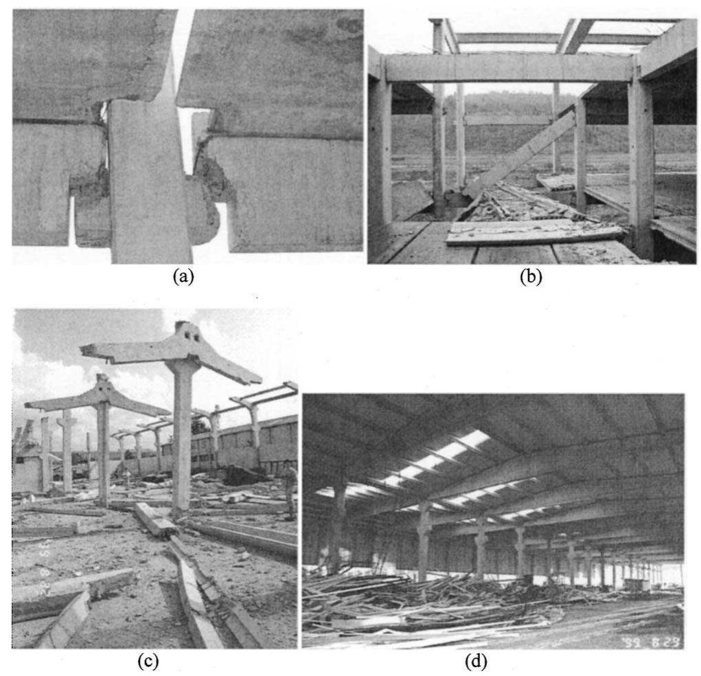 Damage to typical prefabricated construction: (a,b) damaged