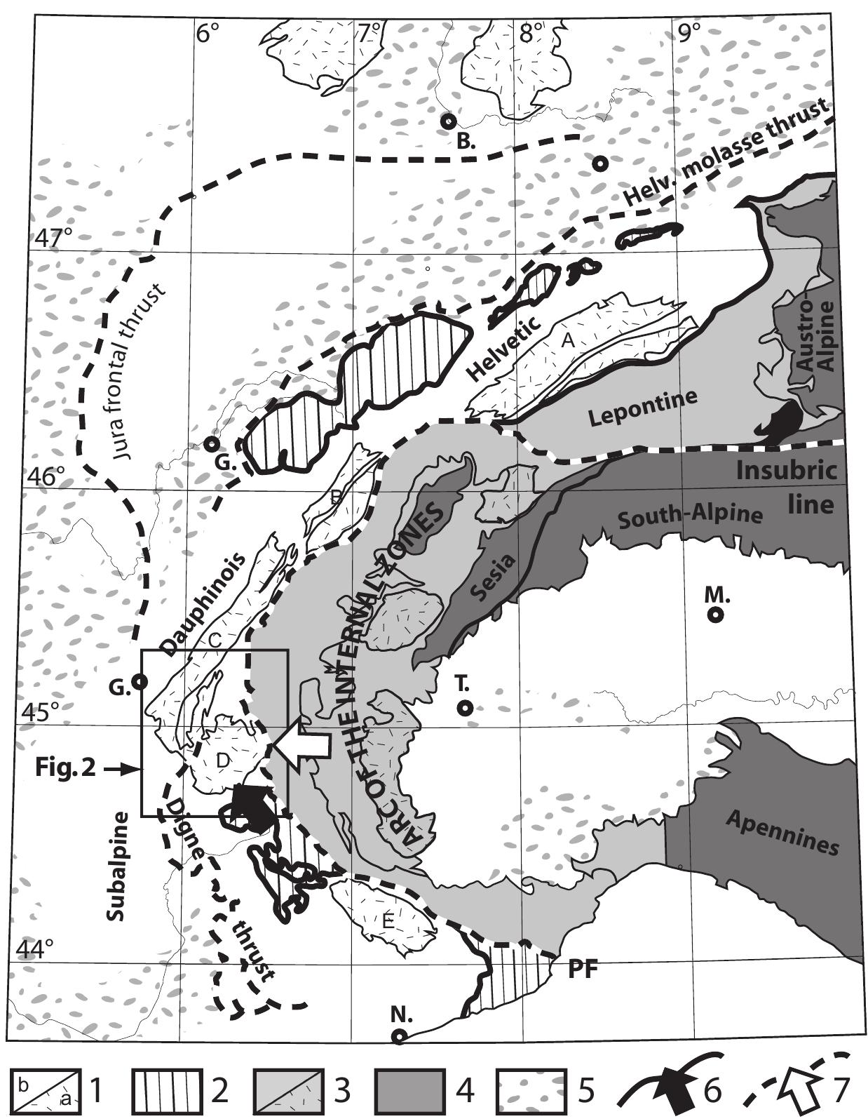 Schematic map of the western alps. external alps comprise: