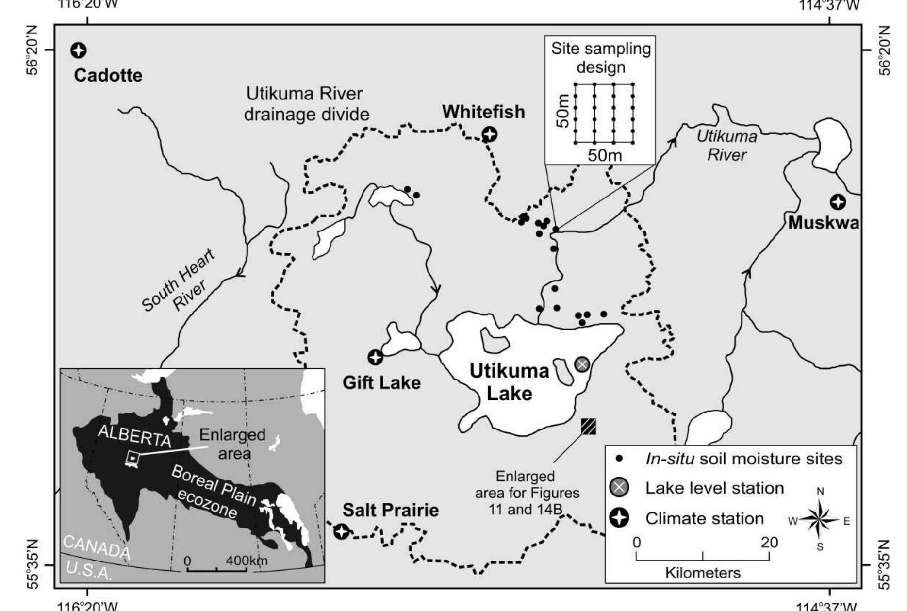 Map of the utikuma river drainage basin with locations of