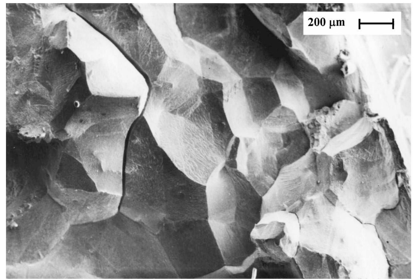 Micrograph showing brittle fracture in a sample aged for 120
