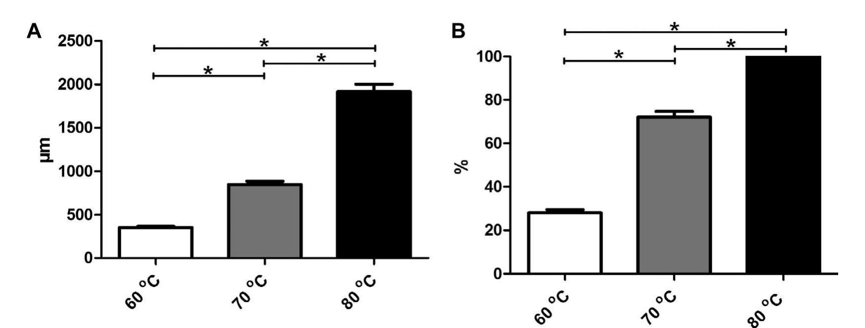 evaluation of burn depth. a - total burn depth in ppm. b