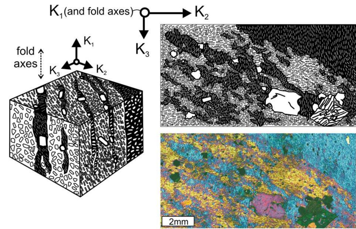 Microdiagram and map of sanidine crystal alignment showing