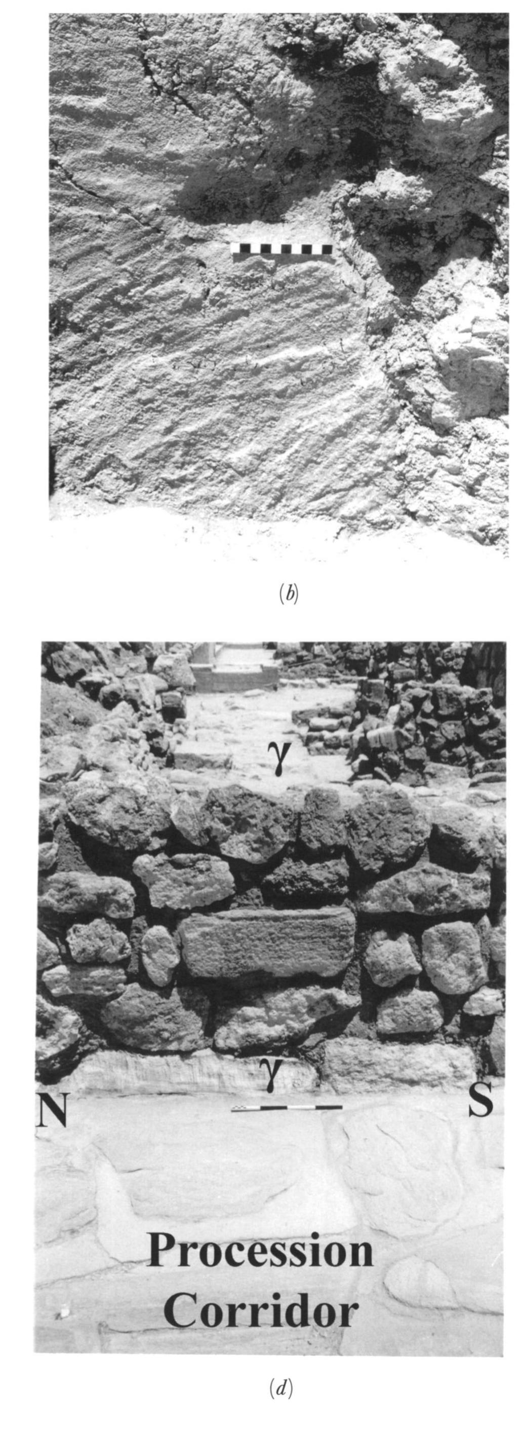 (a) wall y, faint trace of double-axe mason’s mark. (4) wall