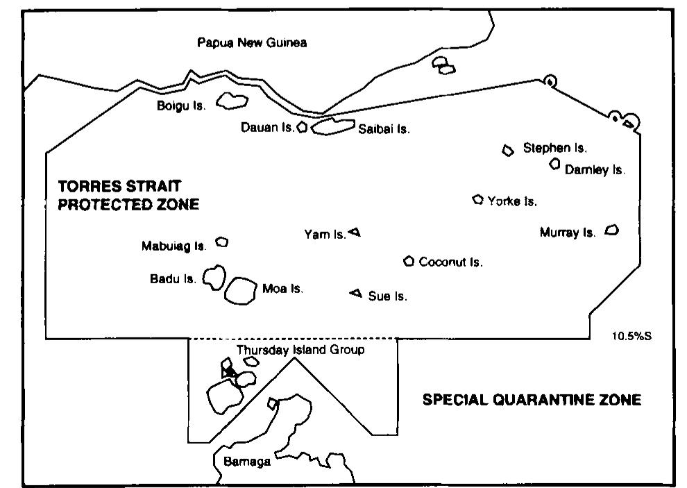 Map of torres strait showing inhabited islands and specia