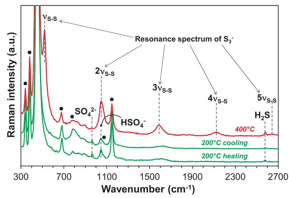 Raman spectra of the aqueous liquid phase at 200 °c obtained