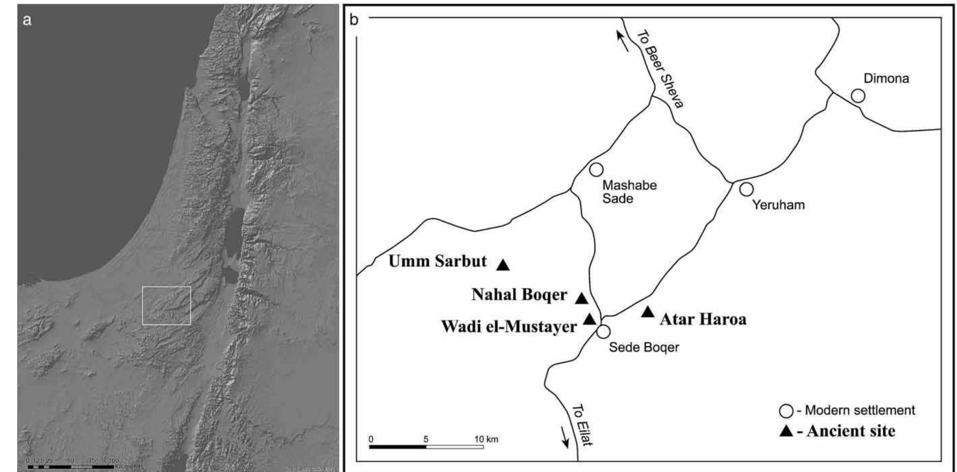 Map of the southern levant showing location of the study