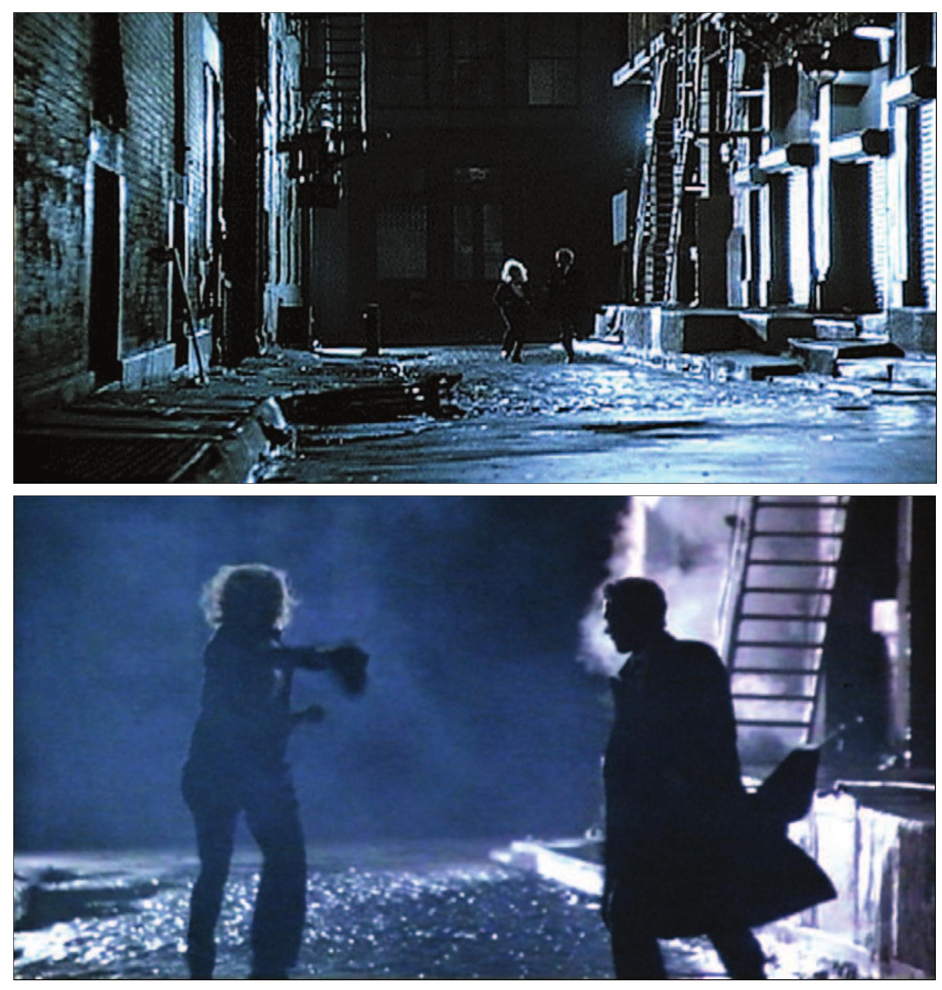 9. (top) this wide shot comes at the end of a chase scene in