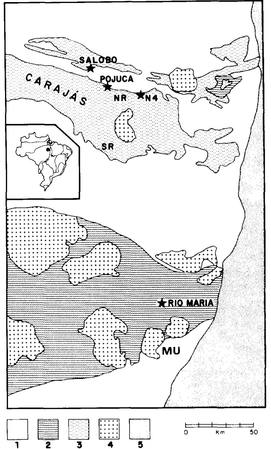 Schematic geologic map of east-central carajas subprovince.