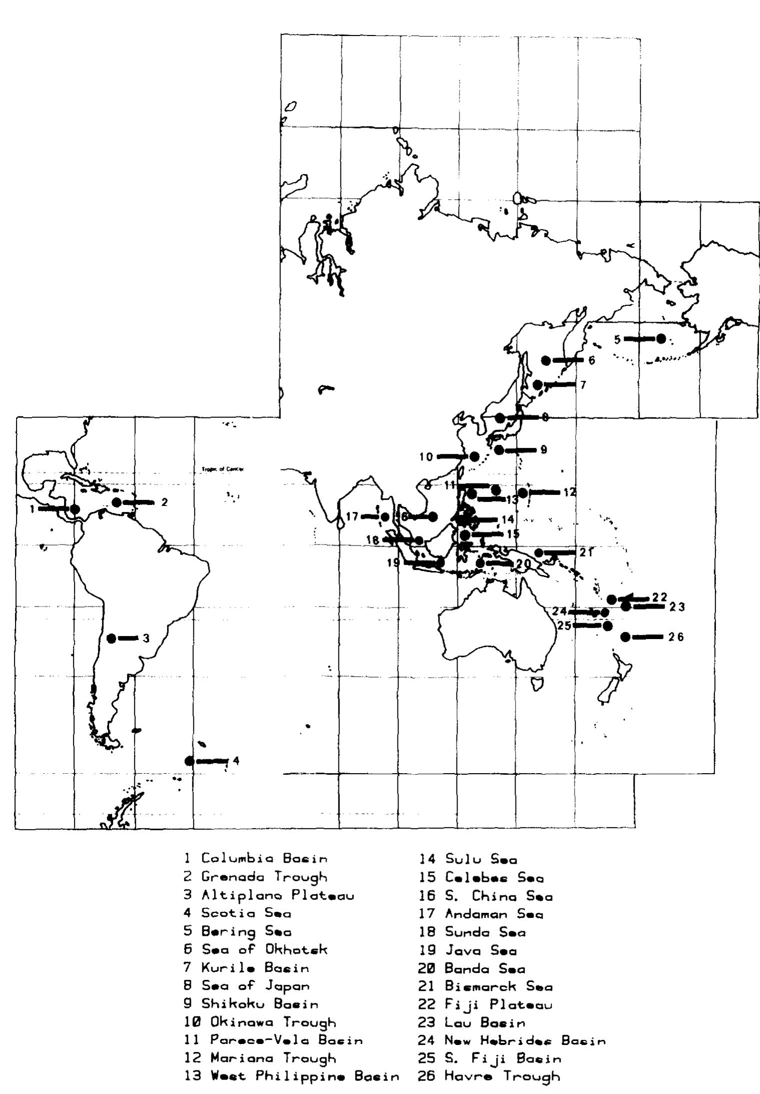 Index map of back-are regions.