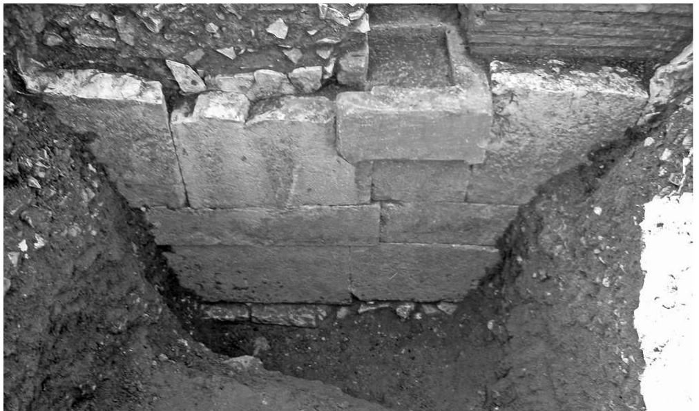 Photograph of the excavation trench showing the podium of
