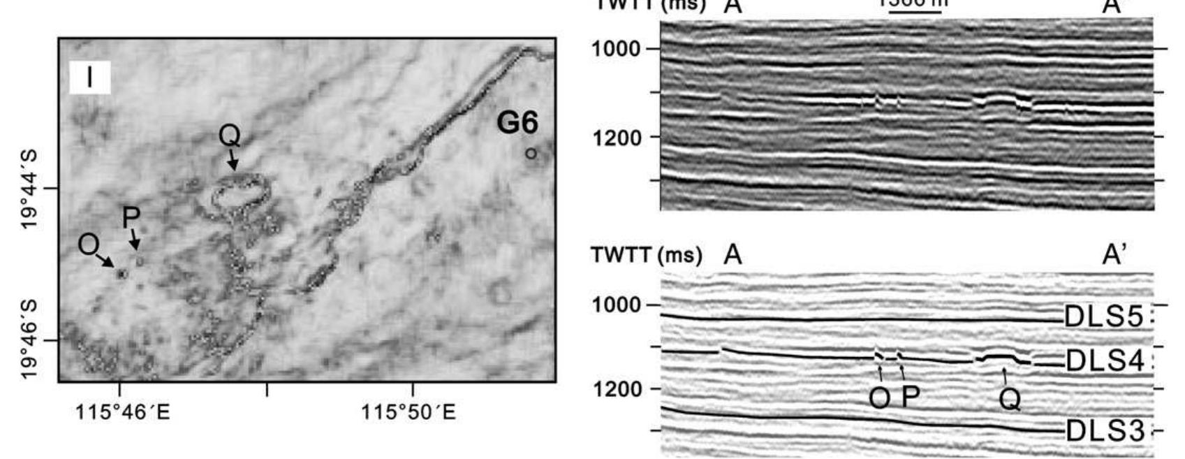Map i. enlarged map of 1108 ms coherence slice map showing