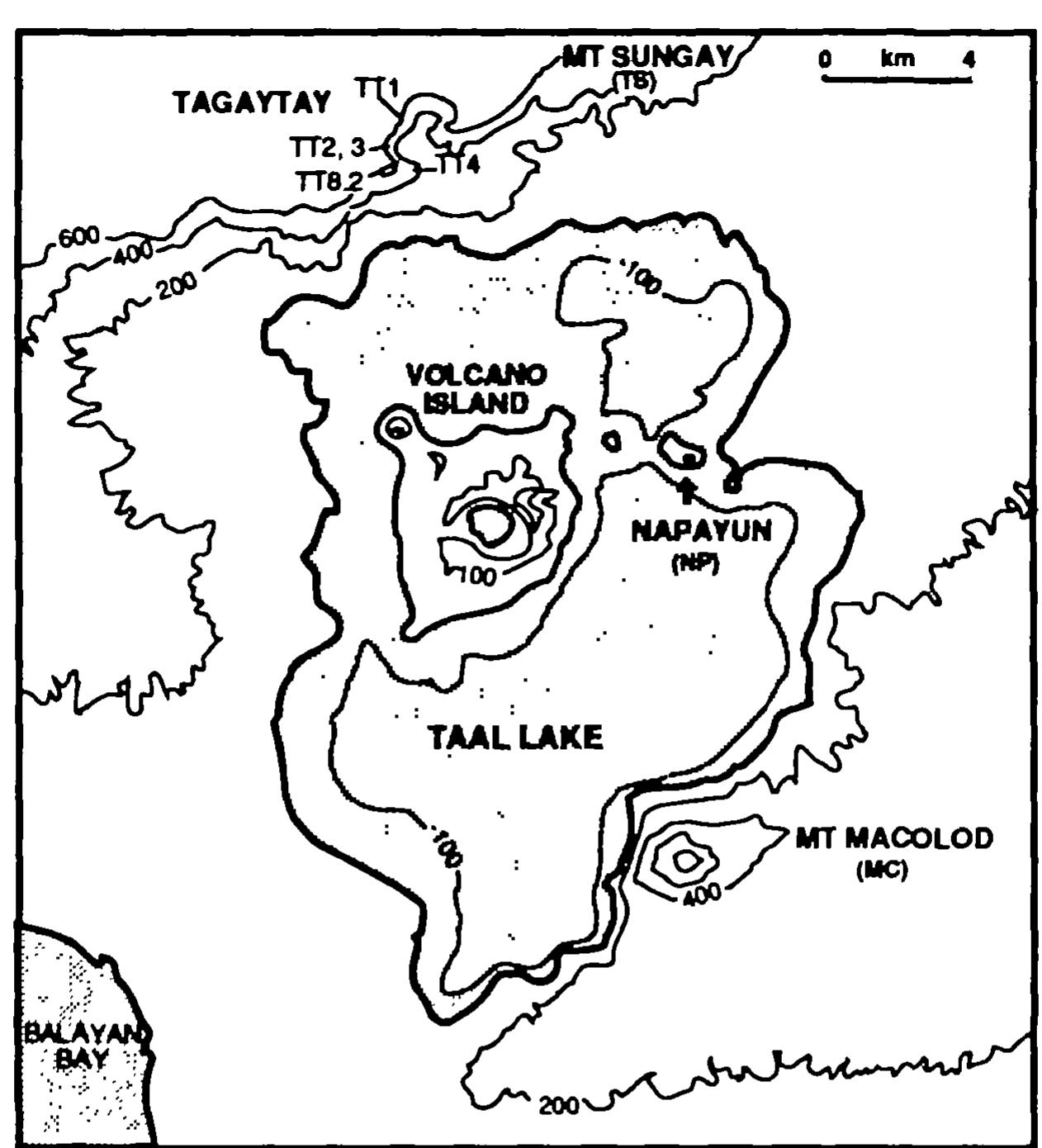 Fic. 2. map of taal volcano, showing the lake, caldera