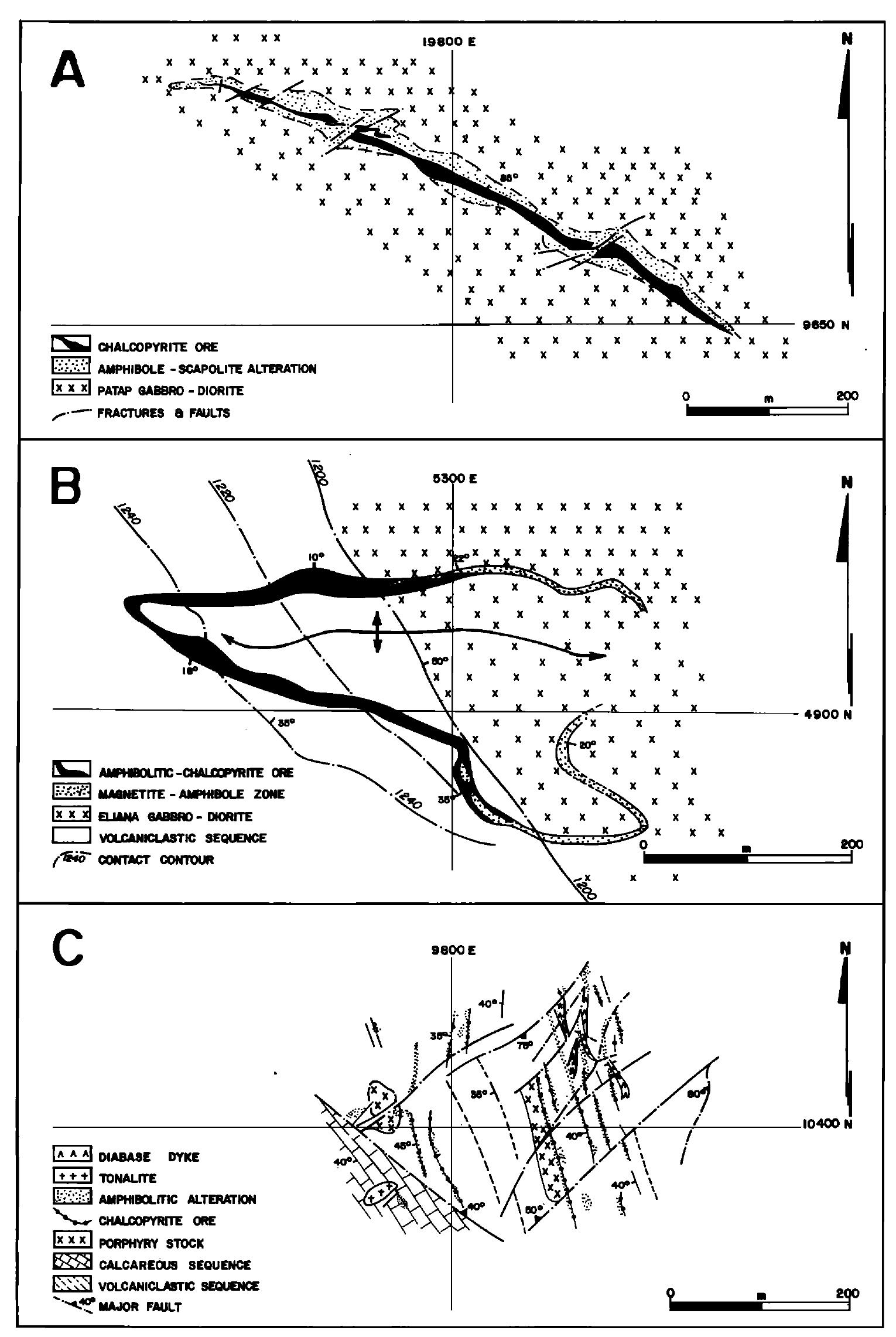 Fic. 2. plan geologic maps of the (a) monterrosas mine (1070
