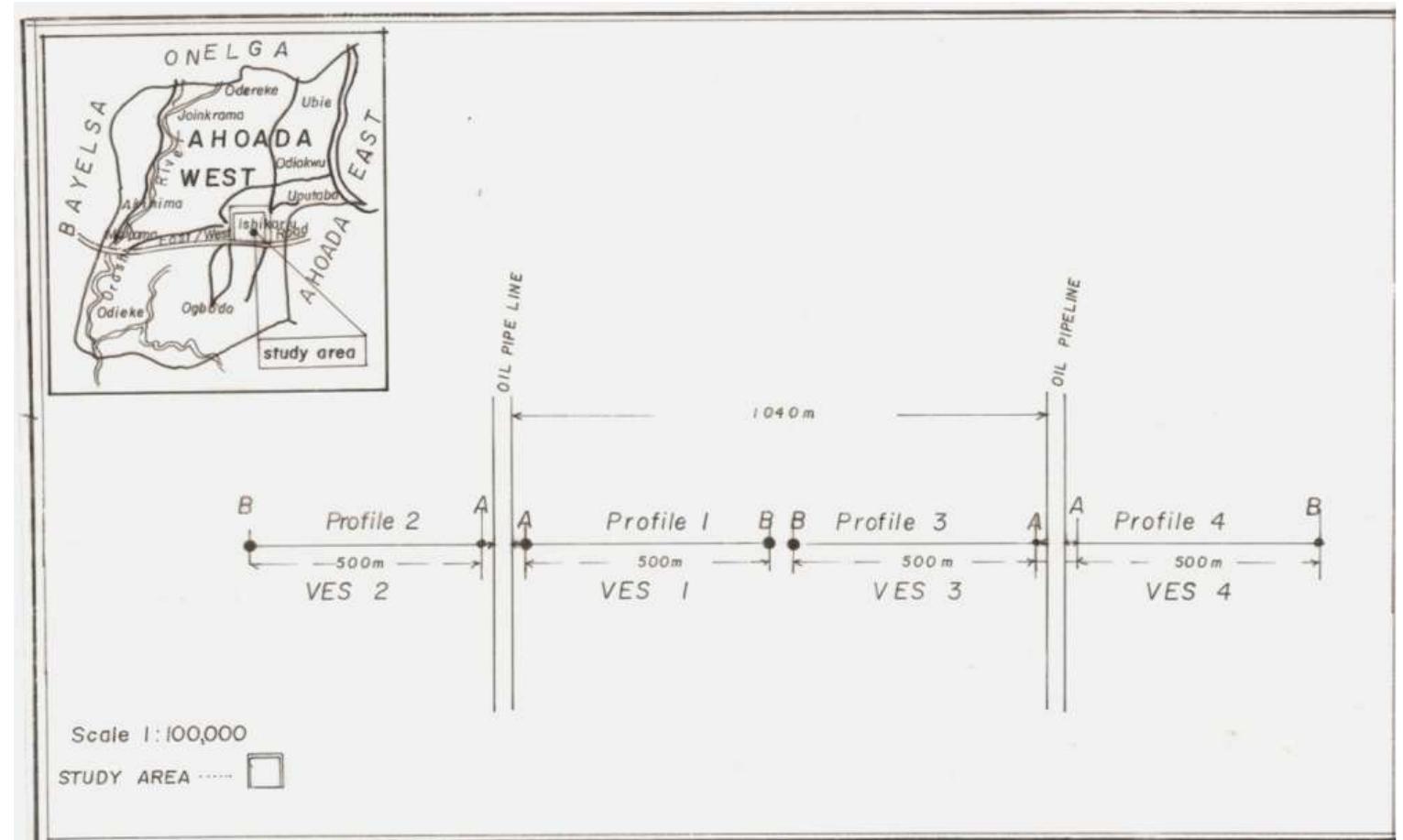Location map of study area showing the sounding points