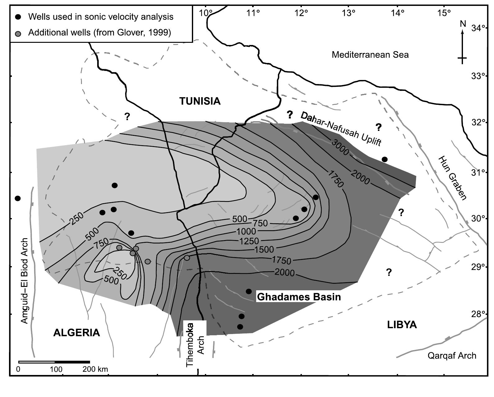 Present-day geo- thermal gradient map for the ghadames basin