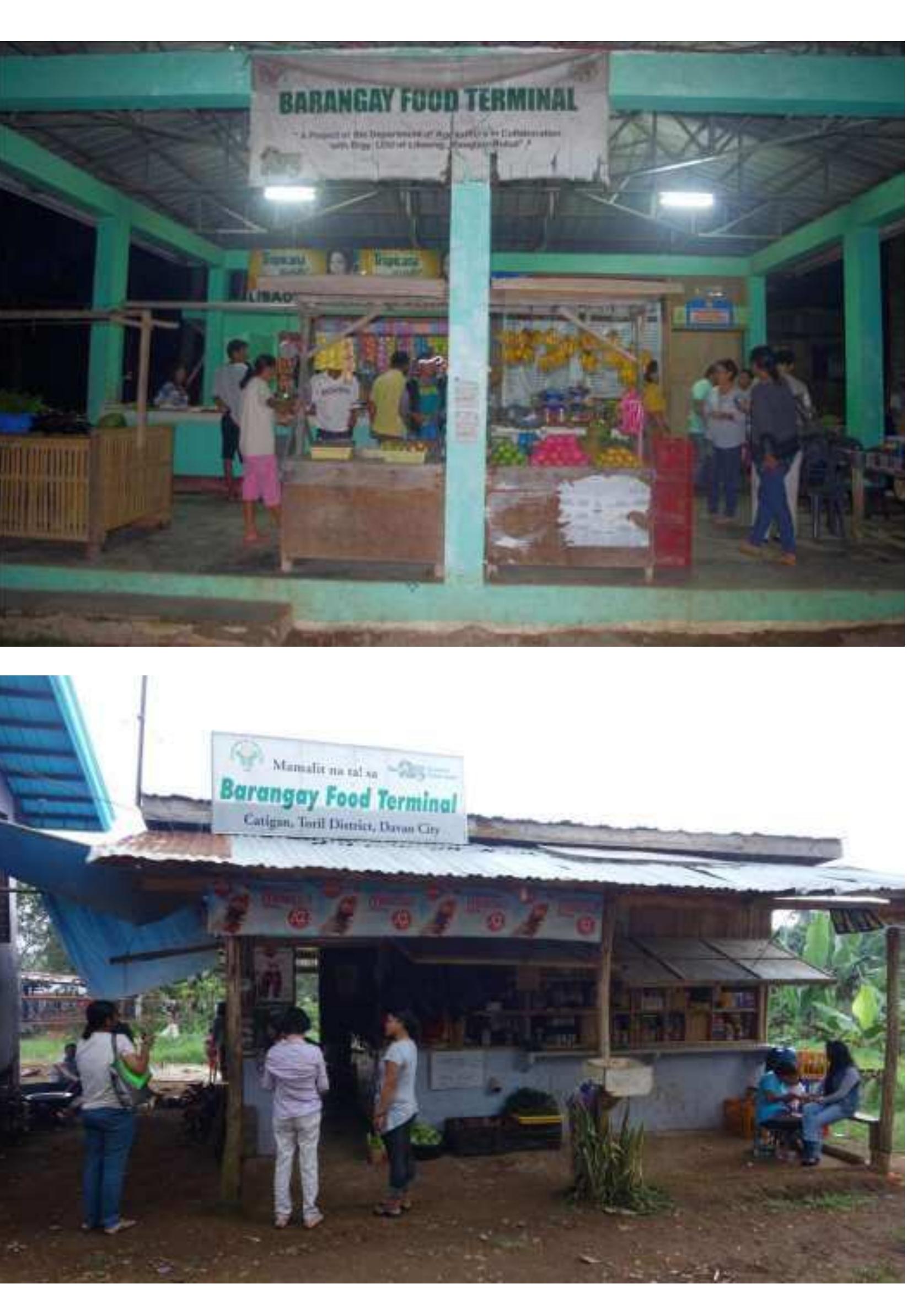 Barangay food terminals in bohol (top) and davao city