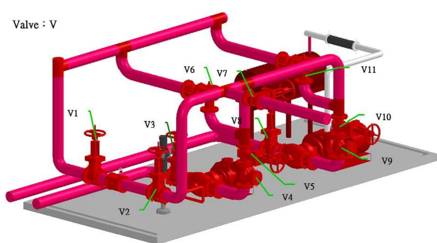 Fire suppression system showing all valves. fig. 12. fire