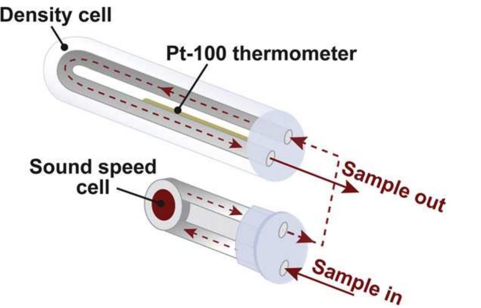 Schematic diagram of the measuring cells in the density and
