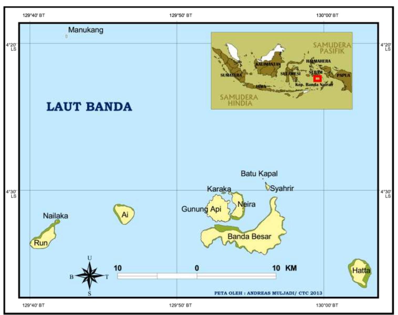 1: map of the banda islands figure 7.2: map indicating