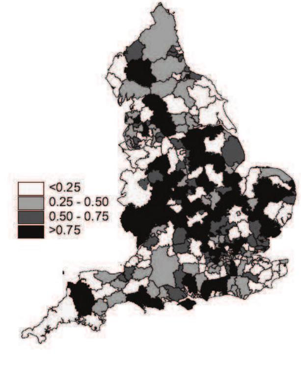 Maps of nbmq m- quantile coefficients q;.