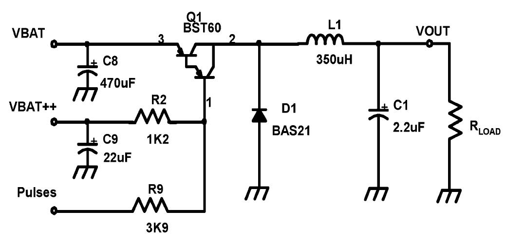 Schematics of the buck converter used for test purposes.