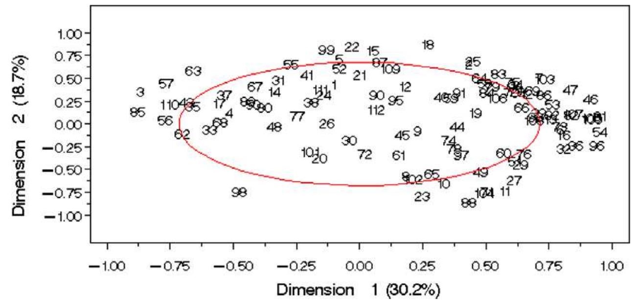 Internal preference map of the overall acceptance data