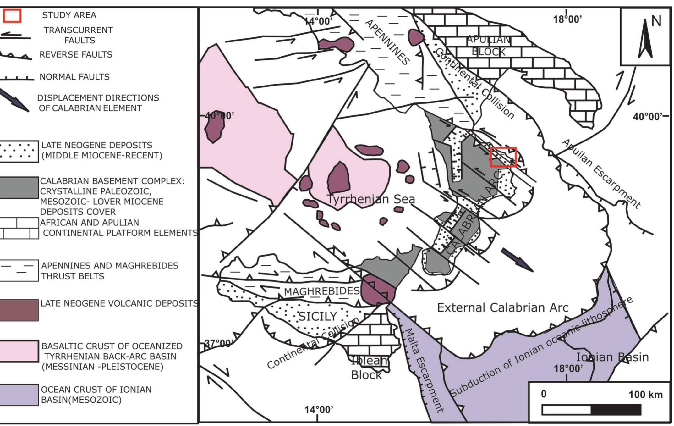 - geological sketch-map of the central mediterranean area