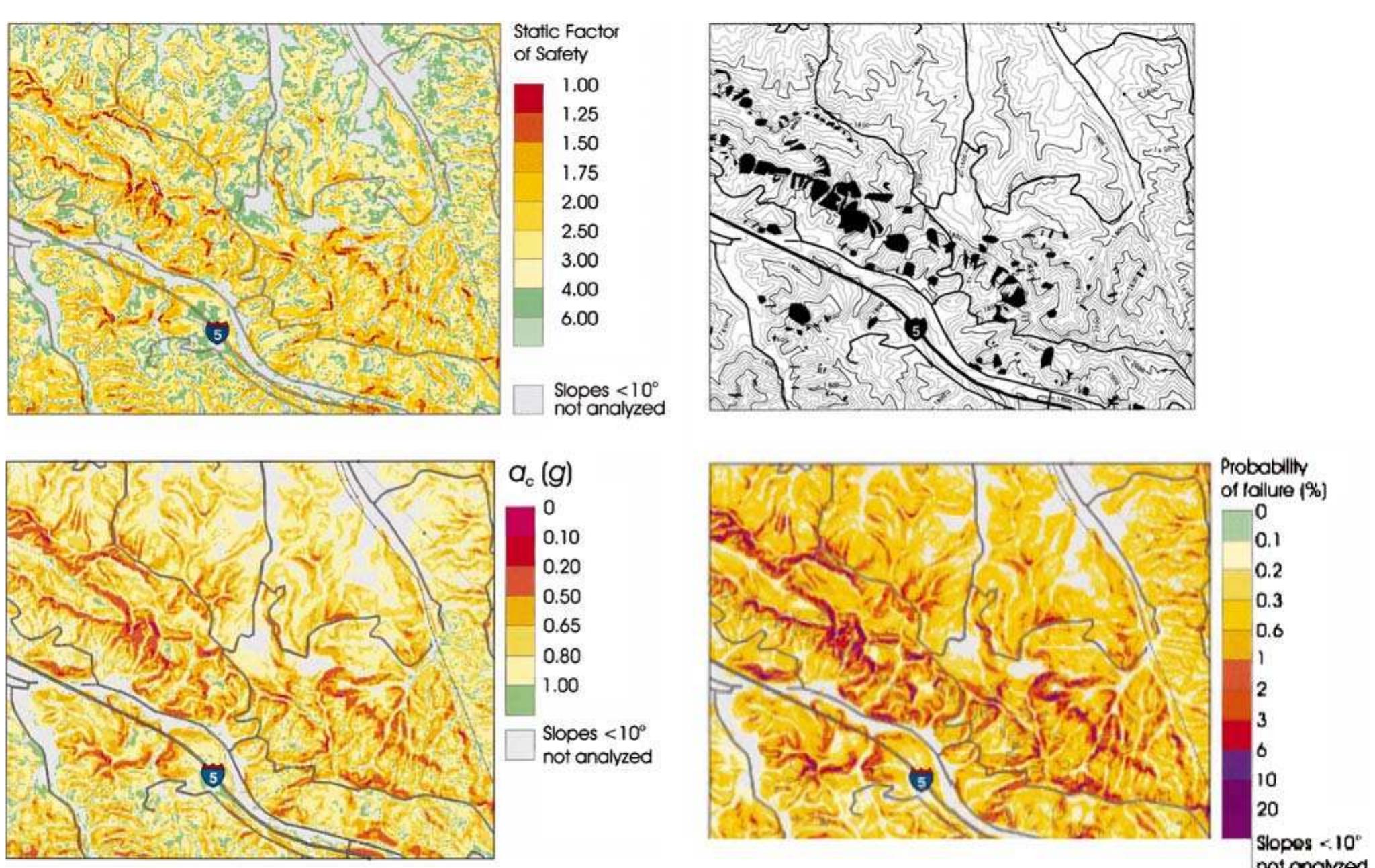 A static factor of safety map of part of the oat mountain