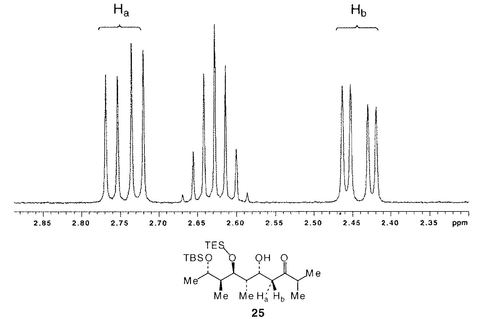 Partial 500 mhz 'h nmr spectrum of 25 (in cdcls) showing the