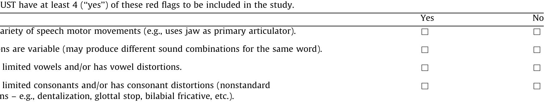 Appendix a. study inclusion criteria - red flags - for motor