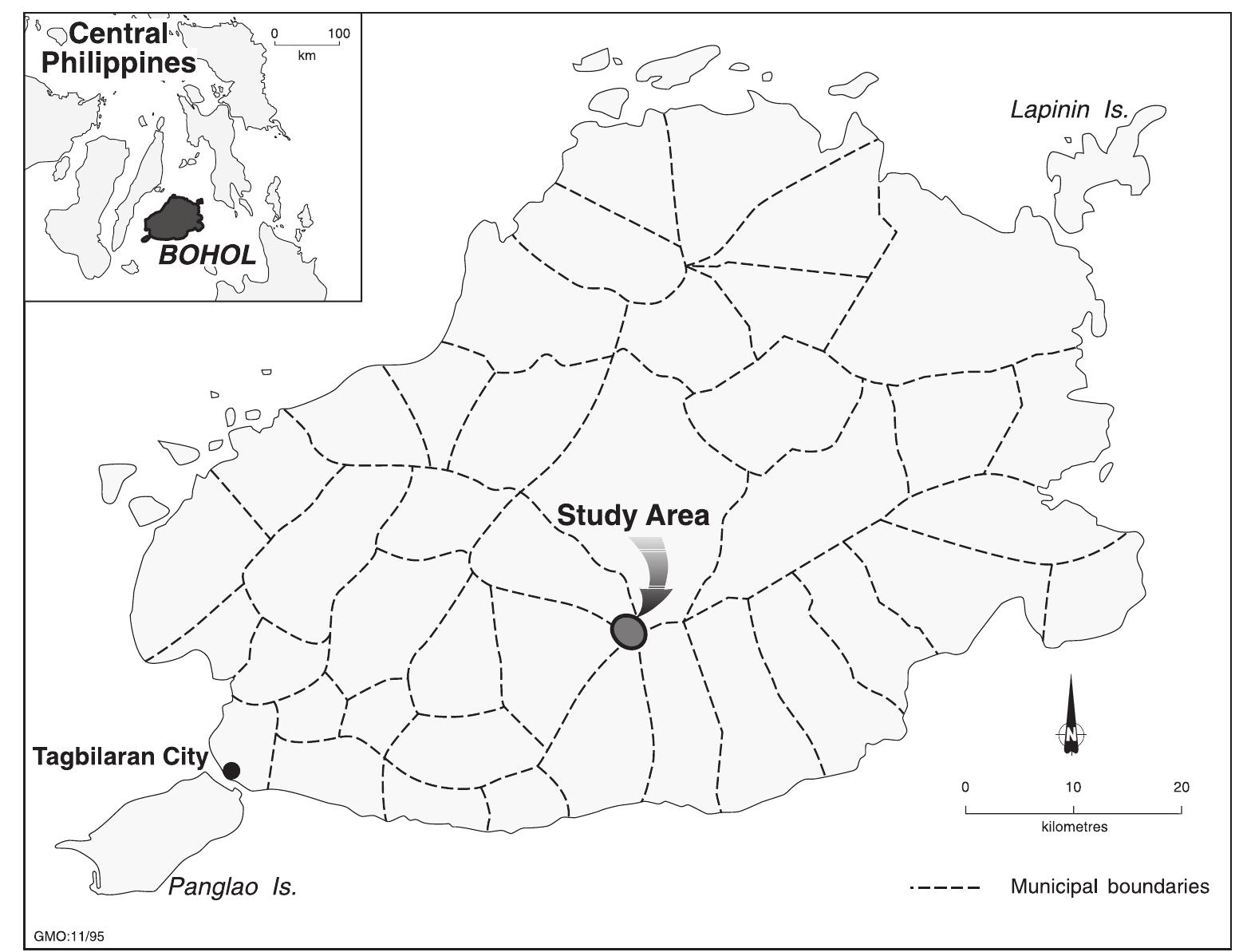 Location of the study area on the island of bohol in the