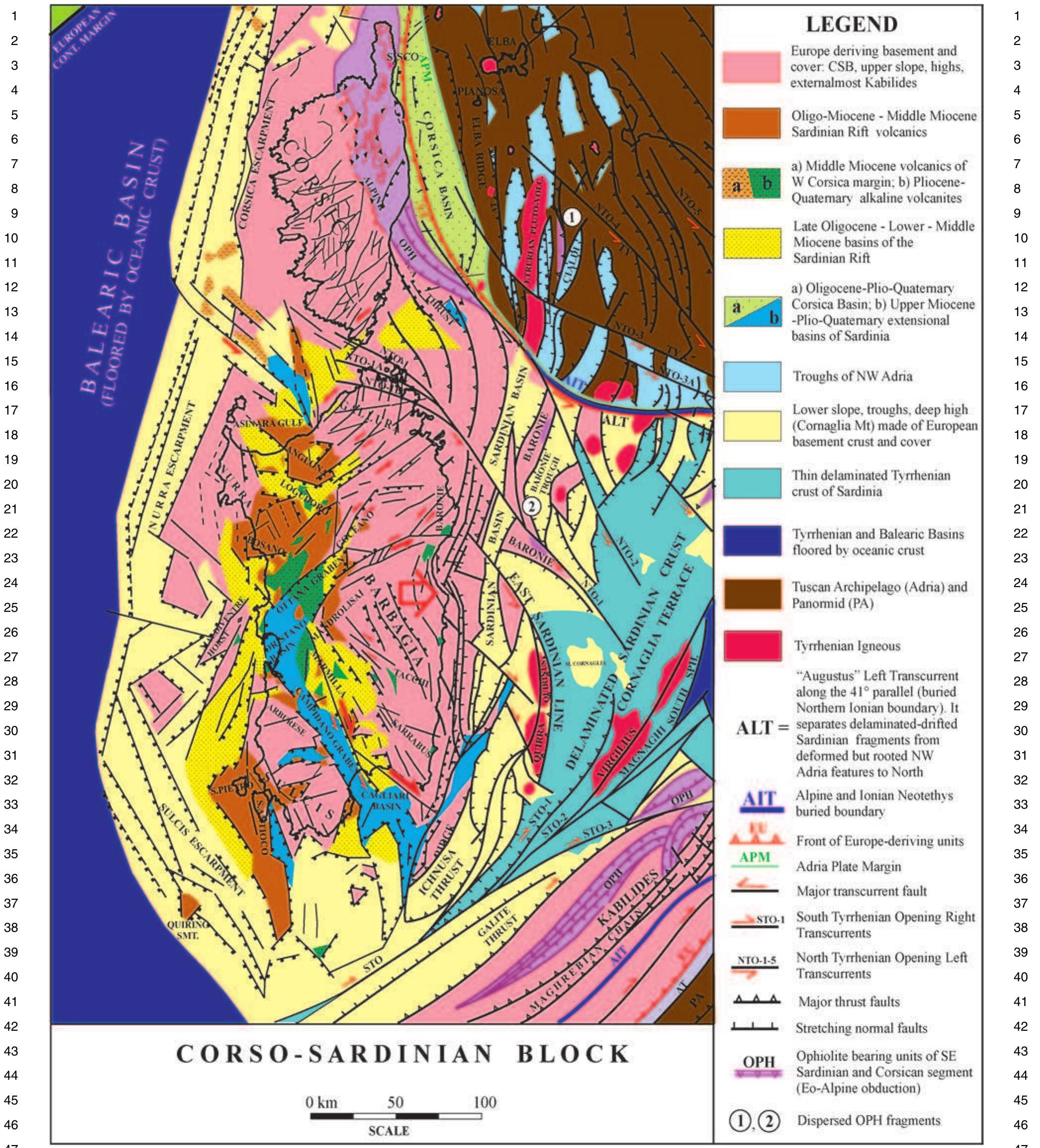 Geological sketch map of the corso-sardinian block (csb)