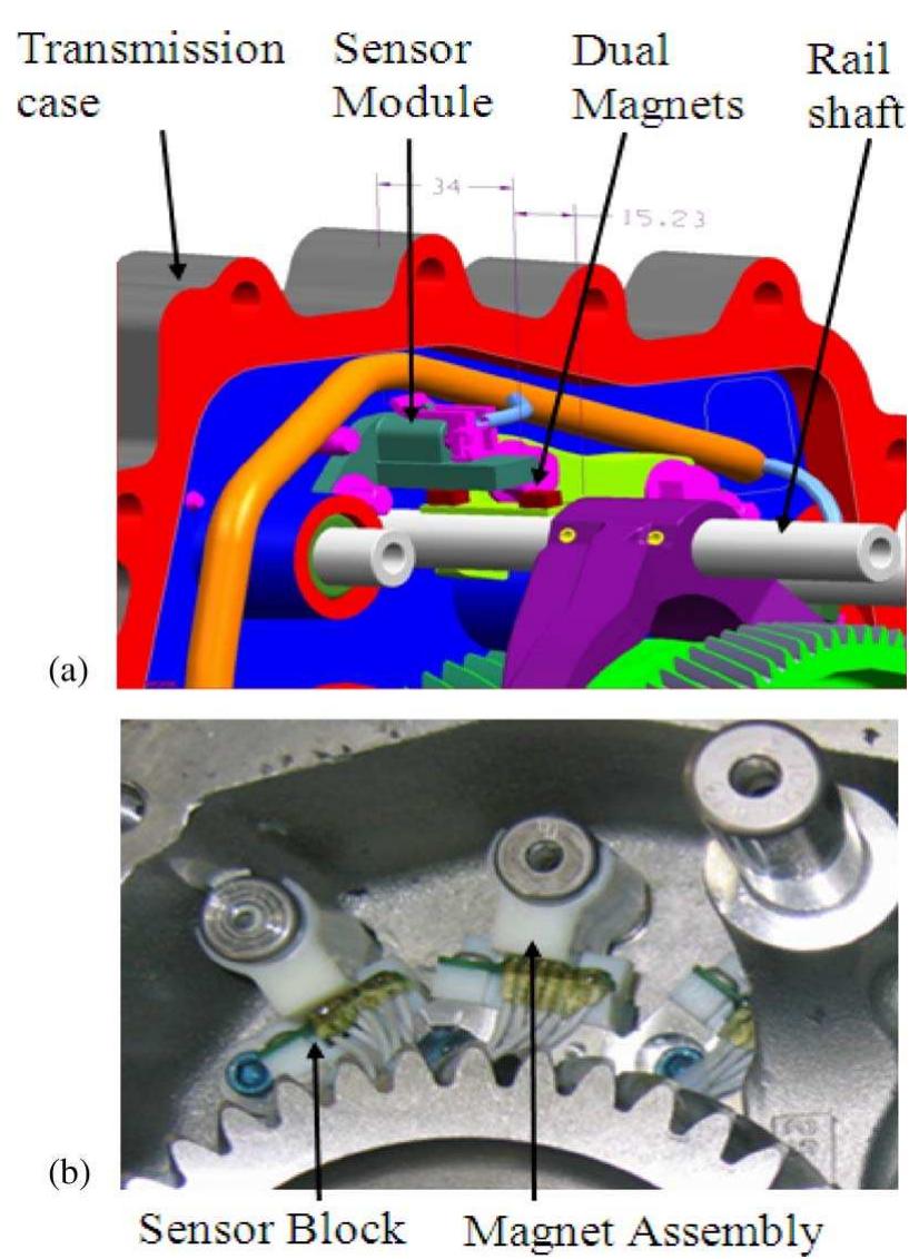 Cross-sectional view of the gear position sensing module