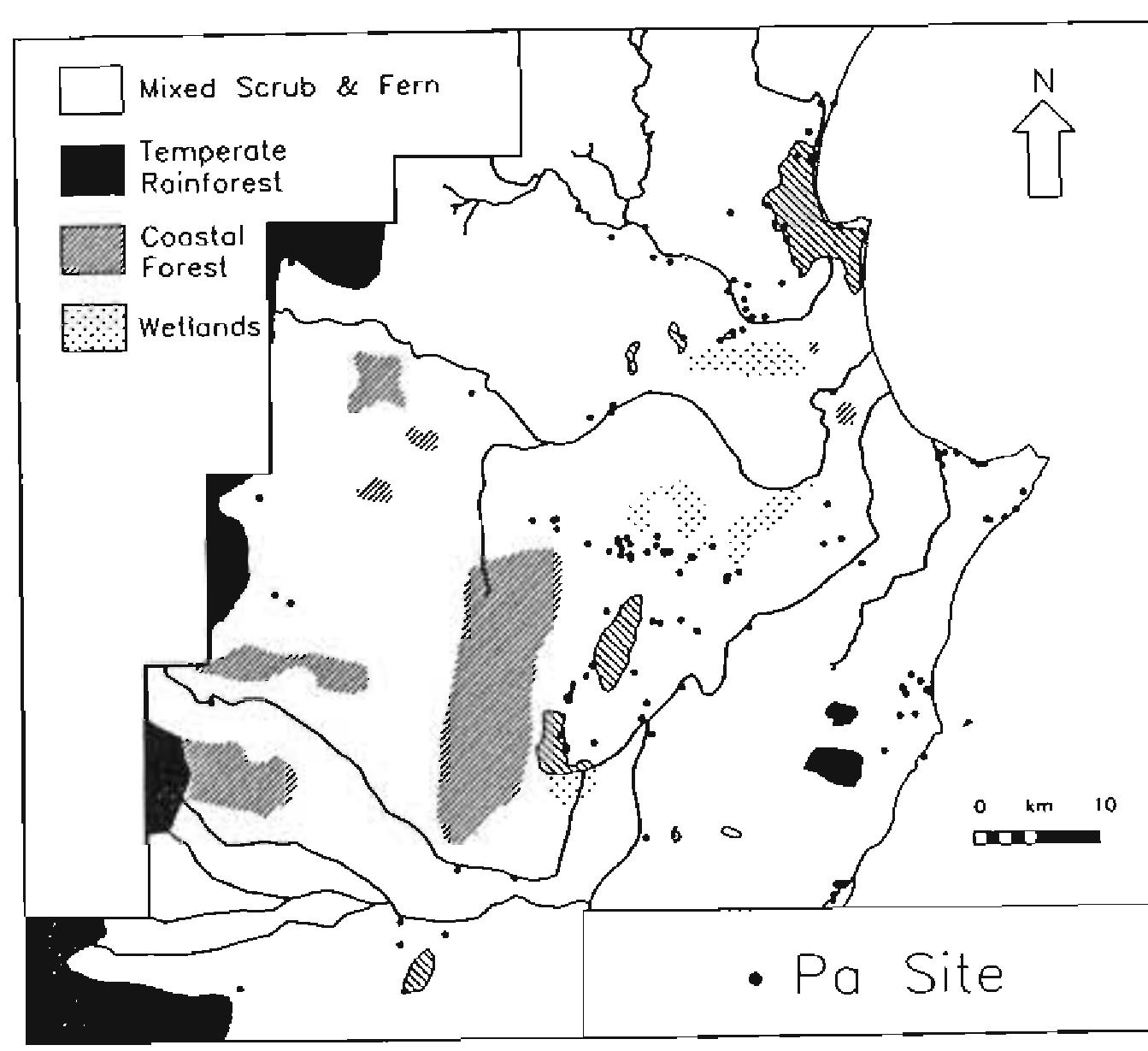 Map showing distribution of vegetation in mid-hawke’s bay at
