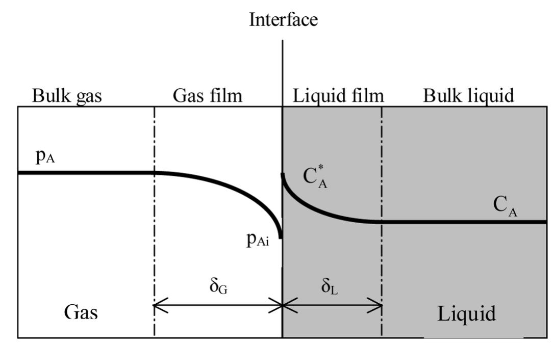Schematic of the two-film model adapted from kenig et al.